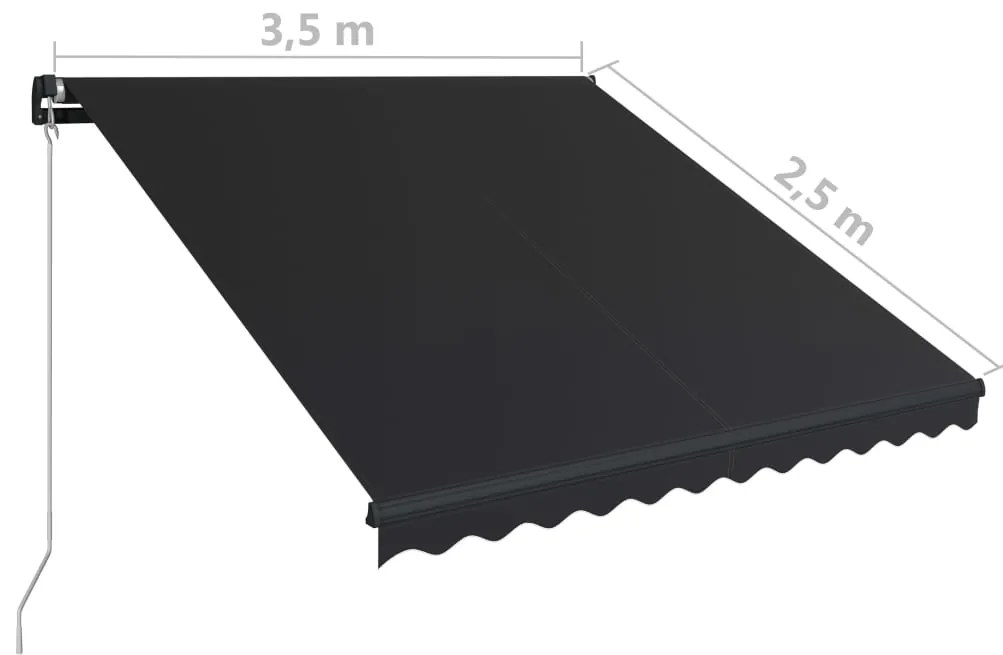 vidaXL Marketos Ručně zatahovací markýza 350 x 250 cm antracitová