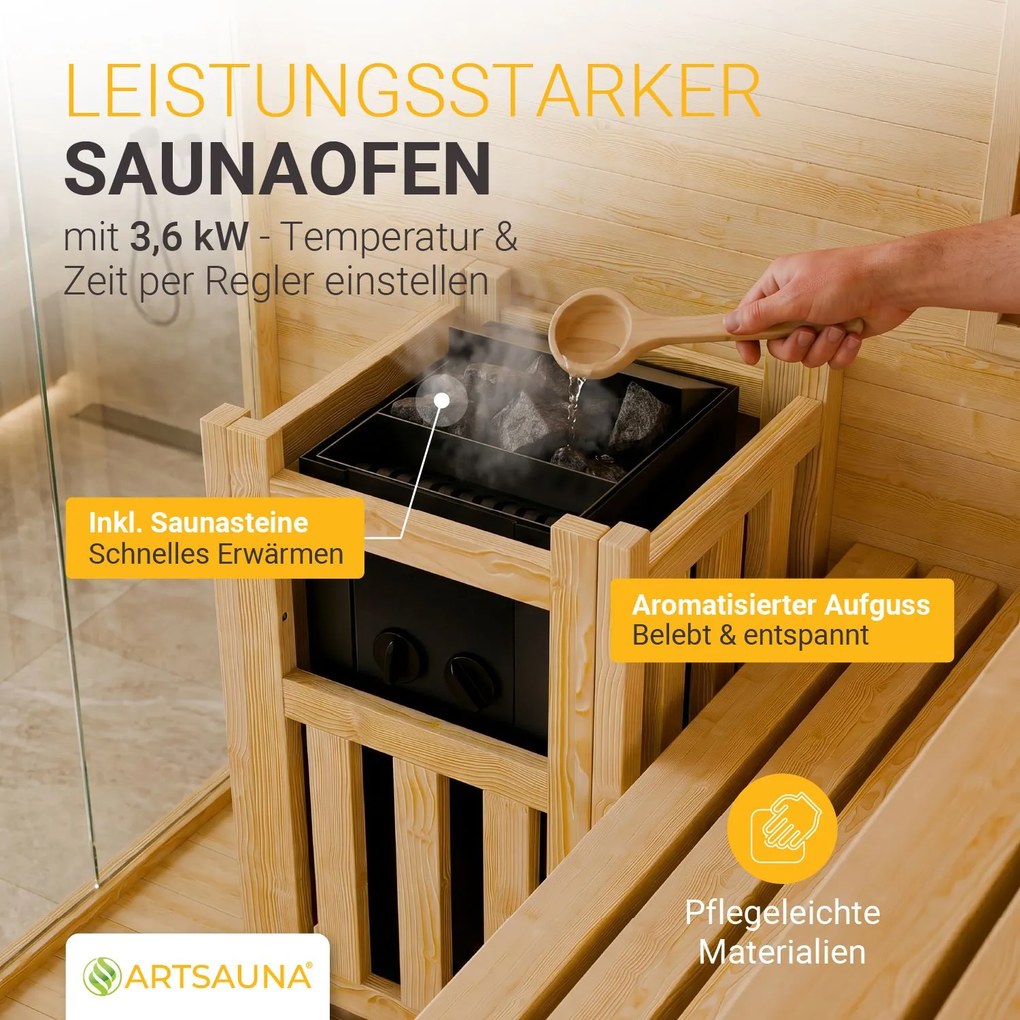 Artsauna Finská sauna Vantaa, přírodní Velikost: 120 cm, Počet osob: 2