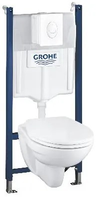 Grohe Solido - Set předstěnové instalace, klozetu Bau Ceramic a sedátka softclose, tlačítko Skate Air, alpská bílá 39116000