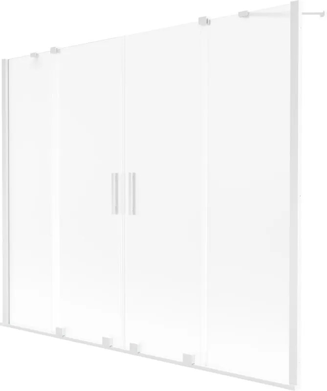 Mexen, Mexen Velar Duo parawan nawannowy 2-skrzydłowy rozsuwany 190 x 150 cm, szron, biały - 896-190-000-32-20