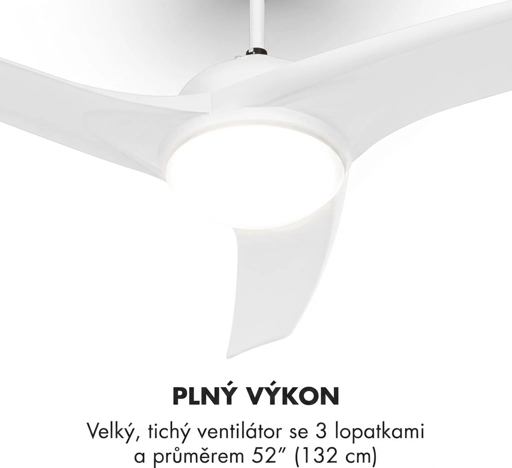 Klarstein Figo, bílý, stropní ventilátor, 52 ", 55 W, stropní lampa, 2 x 42 W, dálkový ovladač