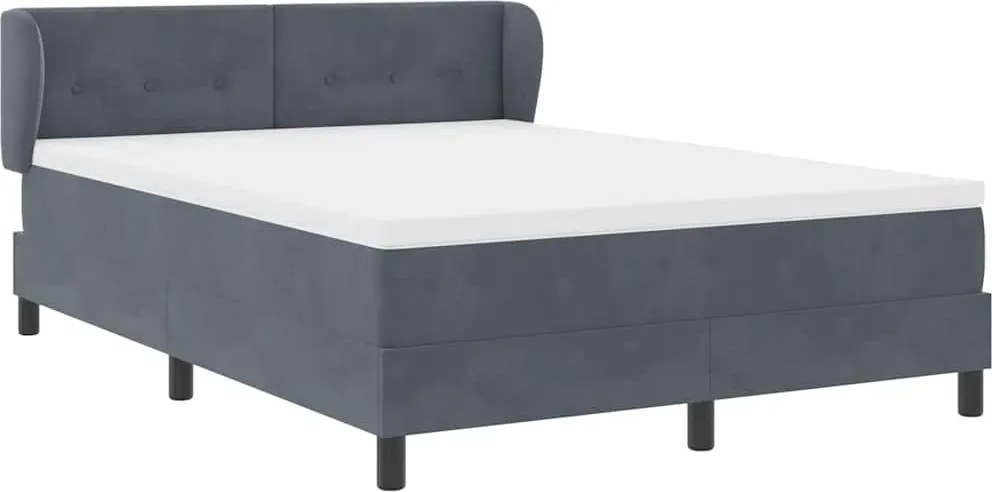 Postel s boxspringem s čelo Tmavě šedá 140 x 190 cm samet 3340383