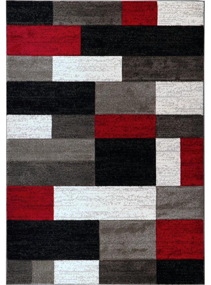 Jutex Kusový koberec moderní Jasper 20526-951 šedo-červený 080x150 cm