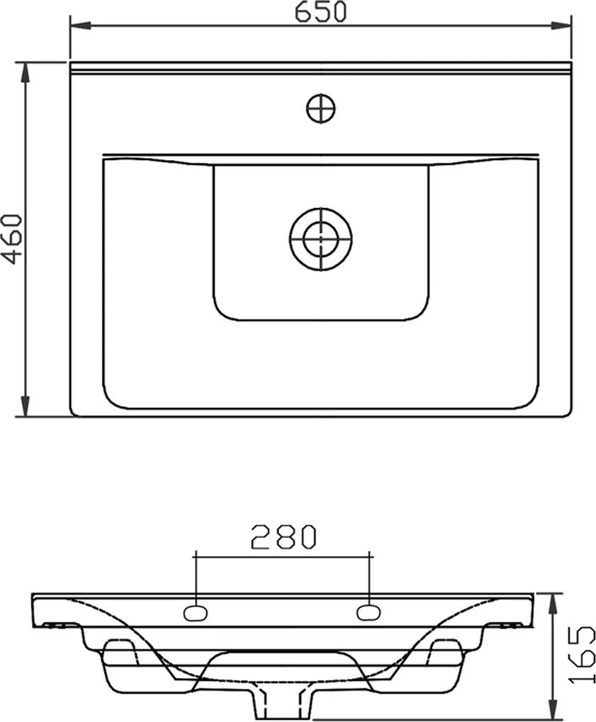 Aqualine SAVA umyvadlo 65 x 46 x 16,5 cm nábytkové 2065