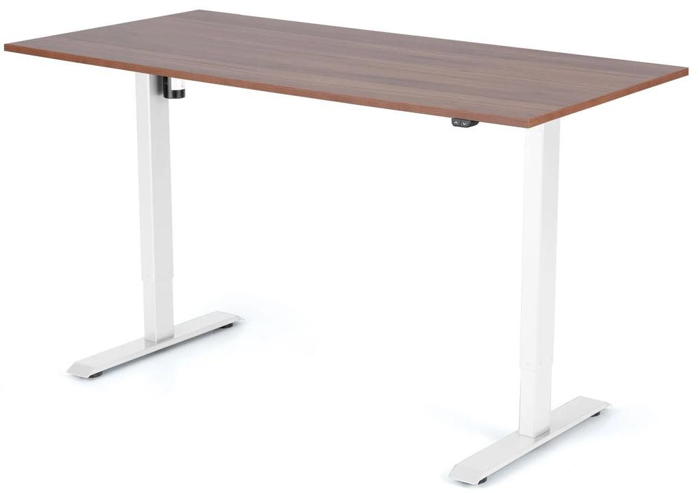 Výškově nastavitelný stůl Liftor 2segmentové nohy bílé,   deska 1600 x 800 x 25 mm ořech