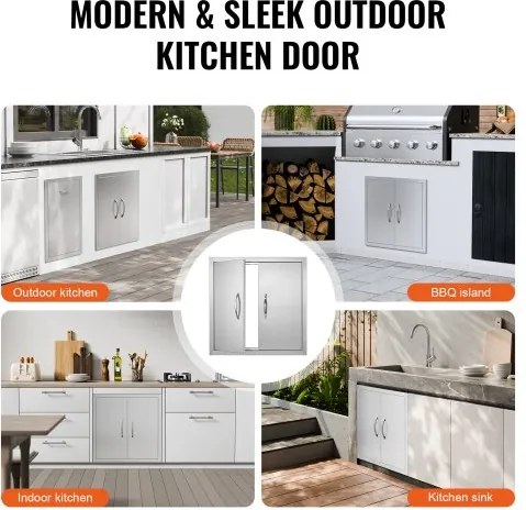 BBQ přístupová dvířka, 610 × 610 mm dvojitá venkovní kuchyňská dvířka – B011S