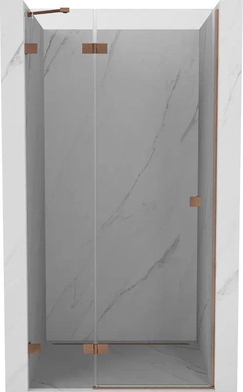 Mexen Lunar, výklopné sprchové dveře 95 cm, 8mm čiré sklo, měděný matný profil, 834-095-000-65-00-L