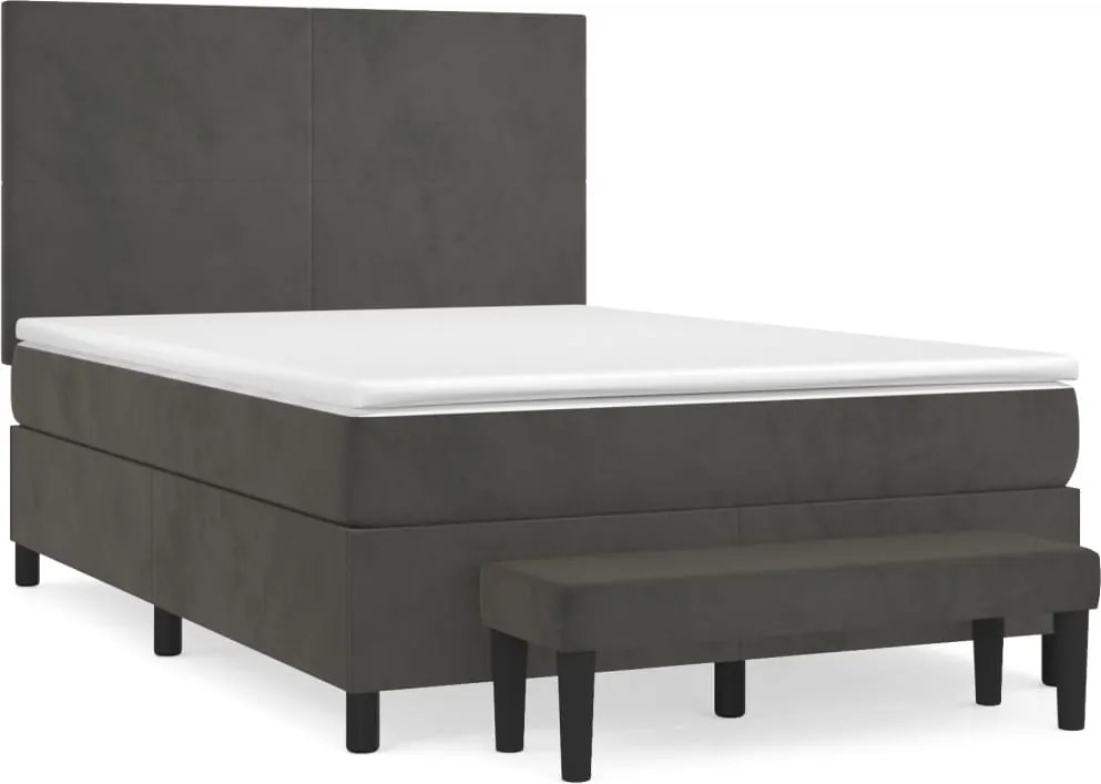 Box spring postel s matrací tmavě šedá 140x200 cm samet 3137726