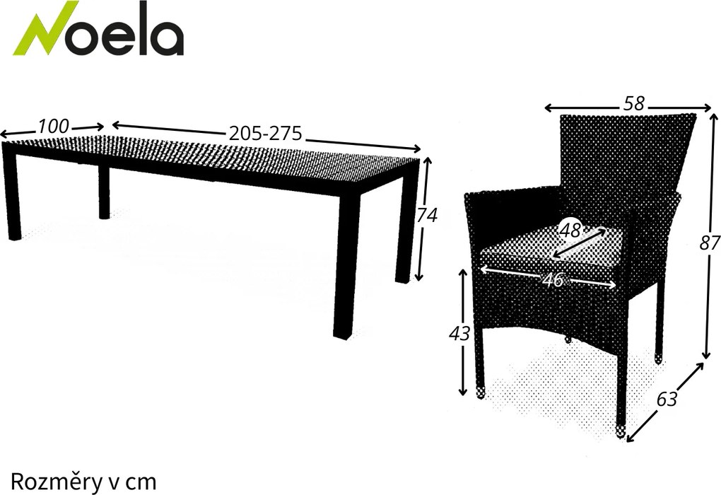 Noela Zahradní jídelní set Grande Pasto + 8x ratanové křeslo Bali
