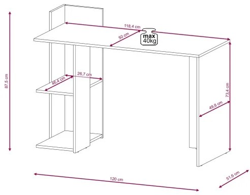 Psací stůl MARLO šedá beton/bílá