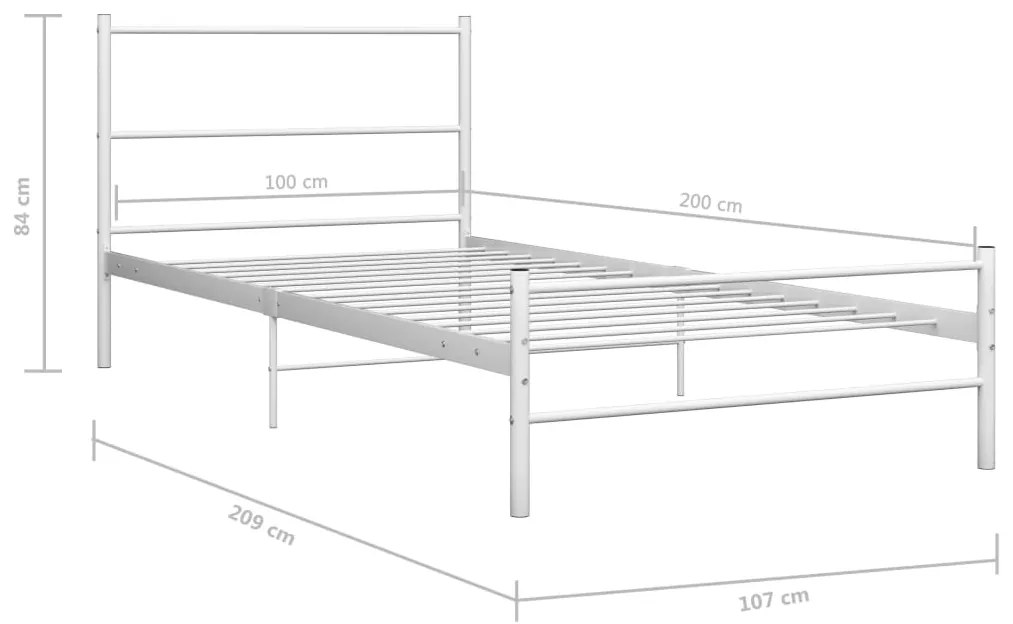 Rám postele bílý kov 100 x 200 cm