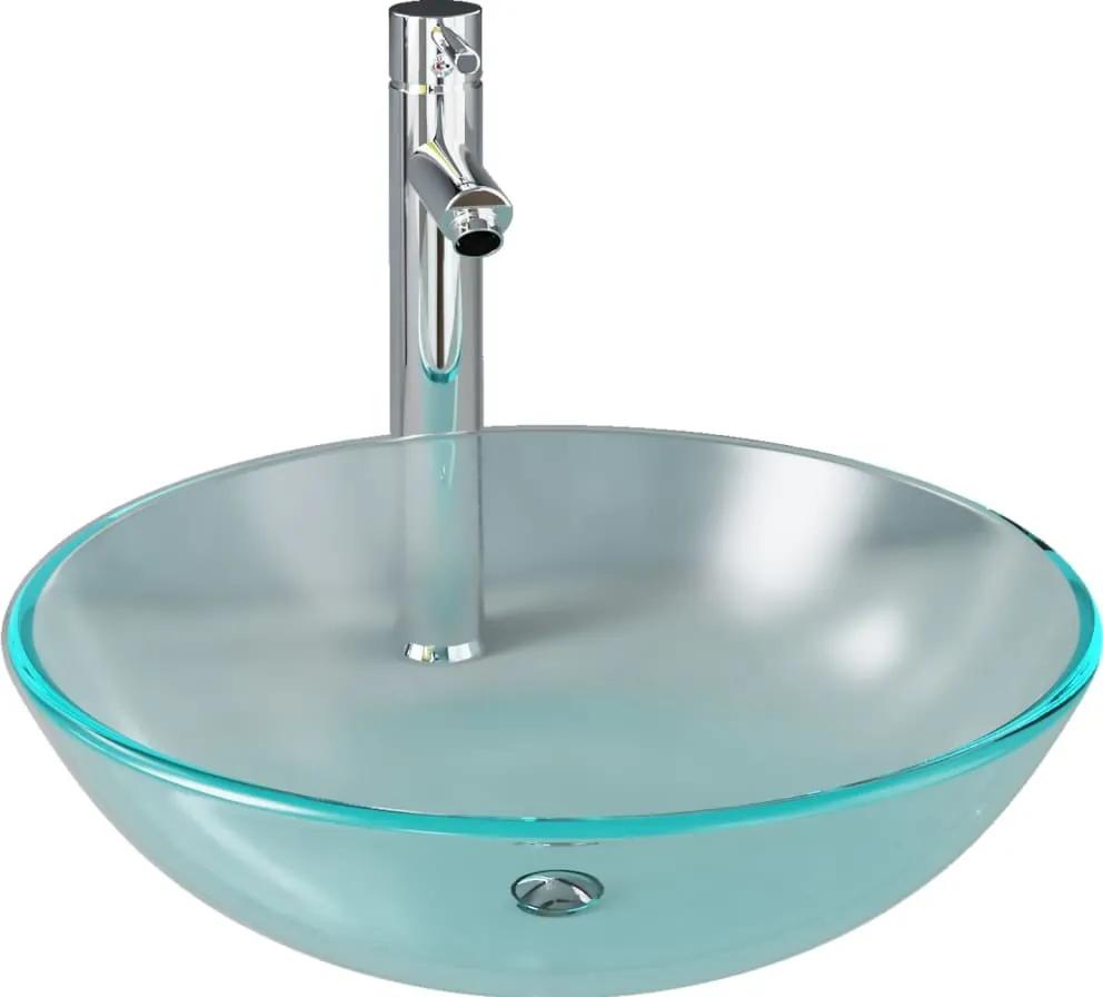 vidaXL Koupelnové umyvadlo s baterií a výpustí tvrzené sklo [3098444] Barva umyvadla: Hnědá