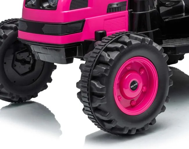 Elektrický traktor Milly Mally s přívěsem růžový