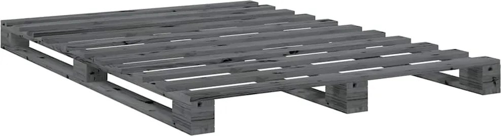 Rám postele s čelem šedý 140 x 200 cm masivní borové dřevo 3281546