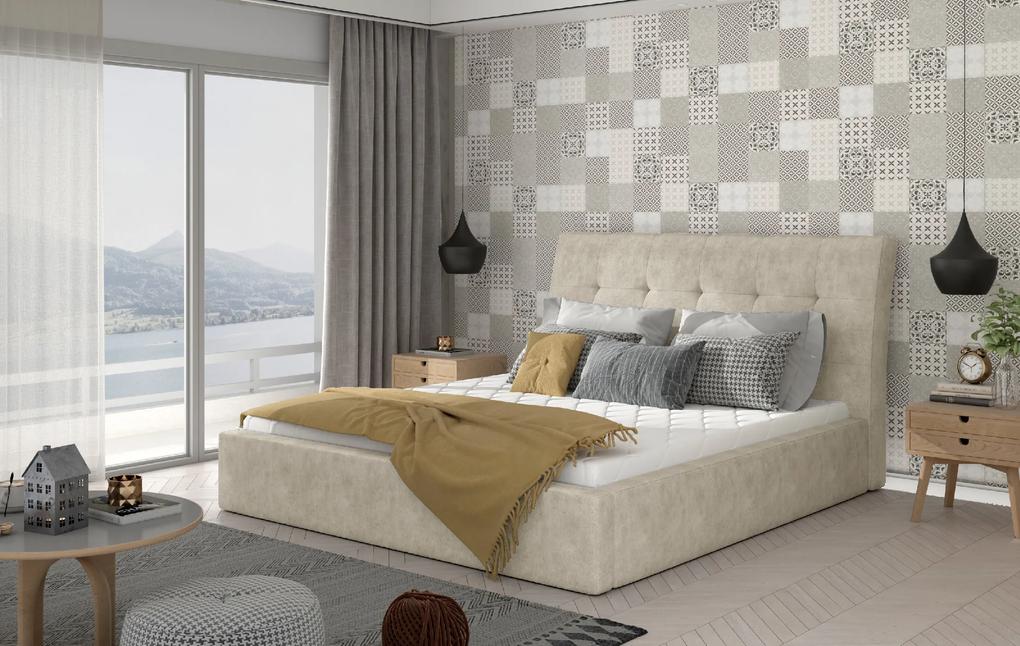 Eltap Čalouněná postel Inge s úložným prostorem Materiál a barva potahu: Grande 81 - šedá, Rozměry (cm): 160x200