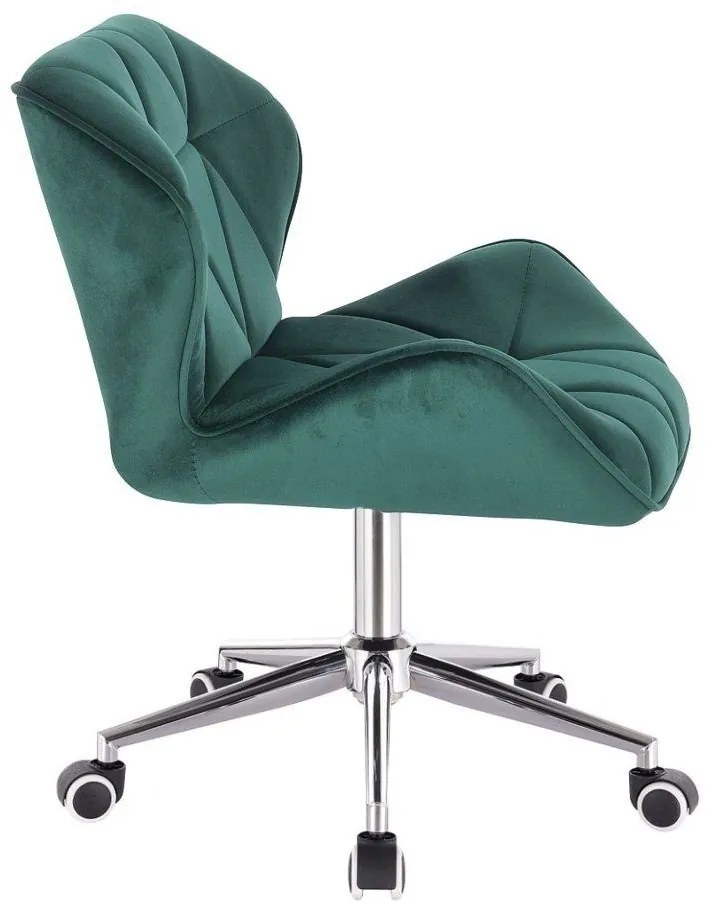 LuxuryForm DESIGN Otočná židle MILANO VELUR na stříbrné podstavě s kolečky - zelená