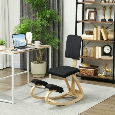 HOMCOM Ergonomická kolenní židle, kolenní stolička, zdravotní židle pro domácnost, kancelář, meditaci, černá