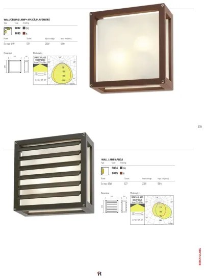 Redo 9893 - Venkovní nástěnné svítidlo BRICK 2xE27/42W/230V IP54 hnědá