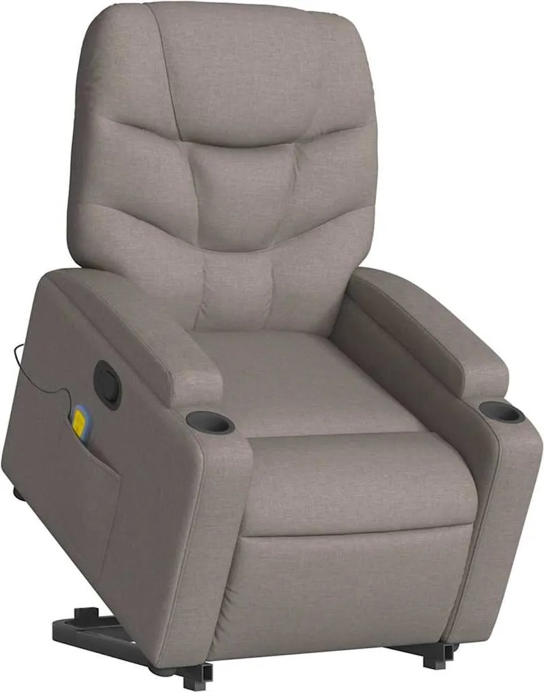 Zvedací masážní polohovací křeslo taupe textil 3204616
