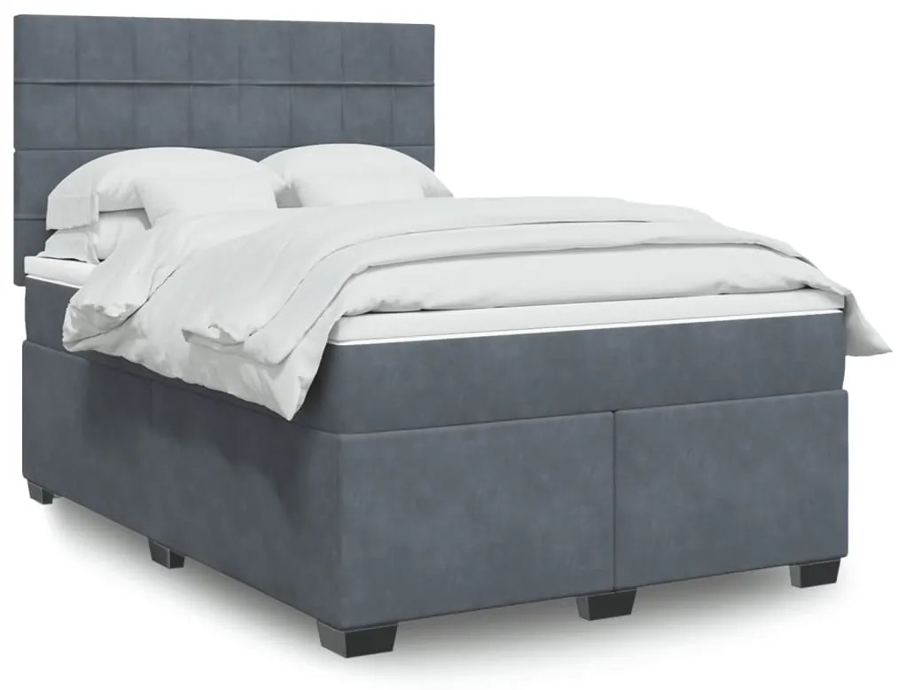 Box spring postel s matrací tmavě šedá 140x200 cm samet 3293231