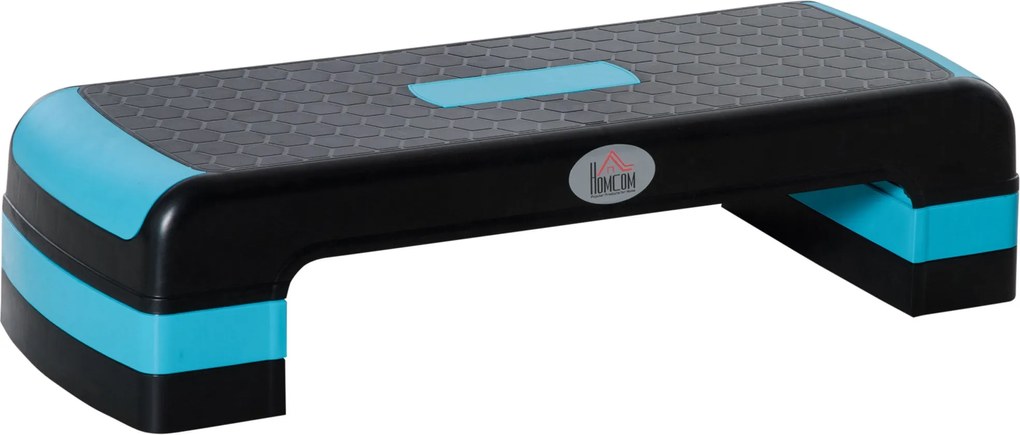 HOMCOM Aerobní Step - Fitness Platforma s Nastavitelnou Výškou 10/15/20 cm, Protip滑ovací Stepper s Nosností 150 kg, 78x28x20 cm, Modro-Černá | Aosom