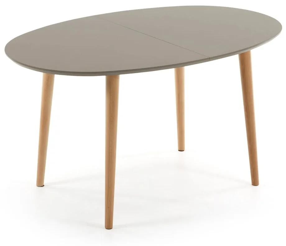 Šedý oválný rozkládací jídelní stůl La Forma Oakland, 90x140/220 cm