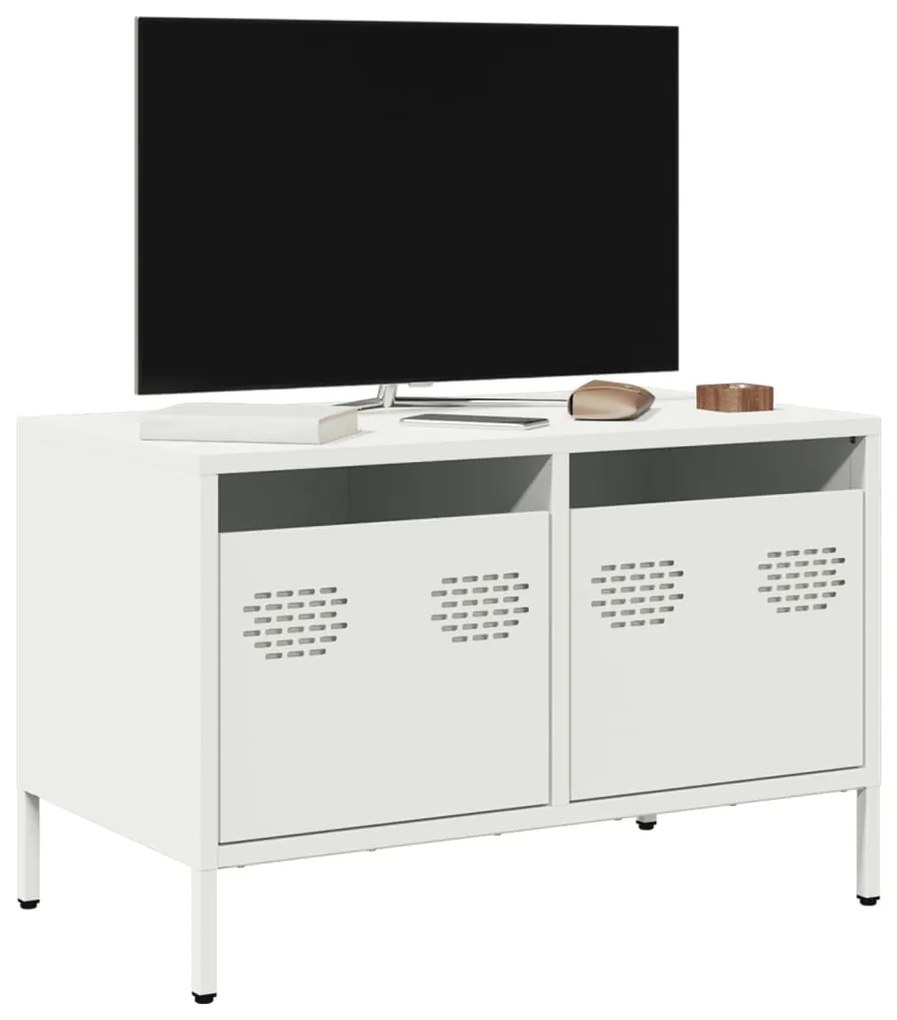 TV skříňka bílá 68 x 39 x 43,5 cm ocel válcovaná za studena