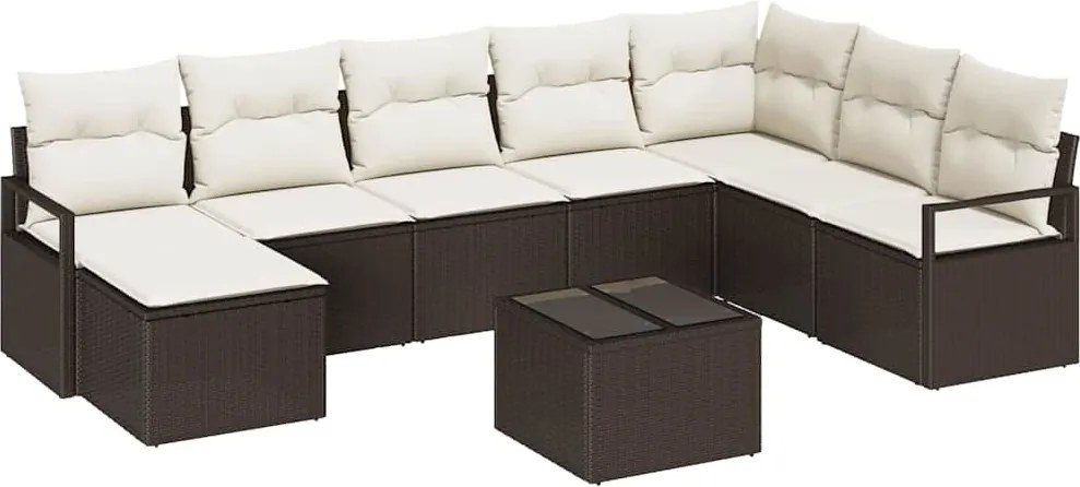 Set pohovek 9 ks Hnědá polyratan 3346508