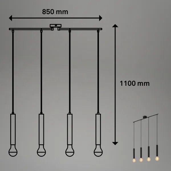 Briloner - Lustr na lanku LONGA 4xE27/60W/230V černá