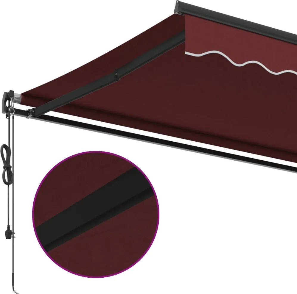 Automatická zatahovací markýza burgundská 450 x 350 cm 3215004