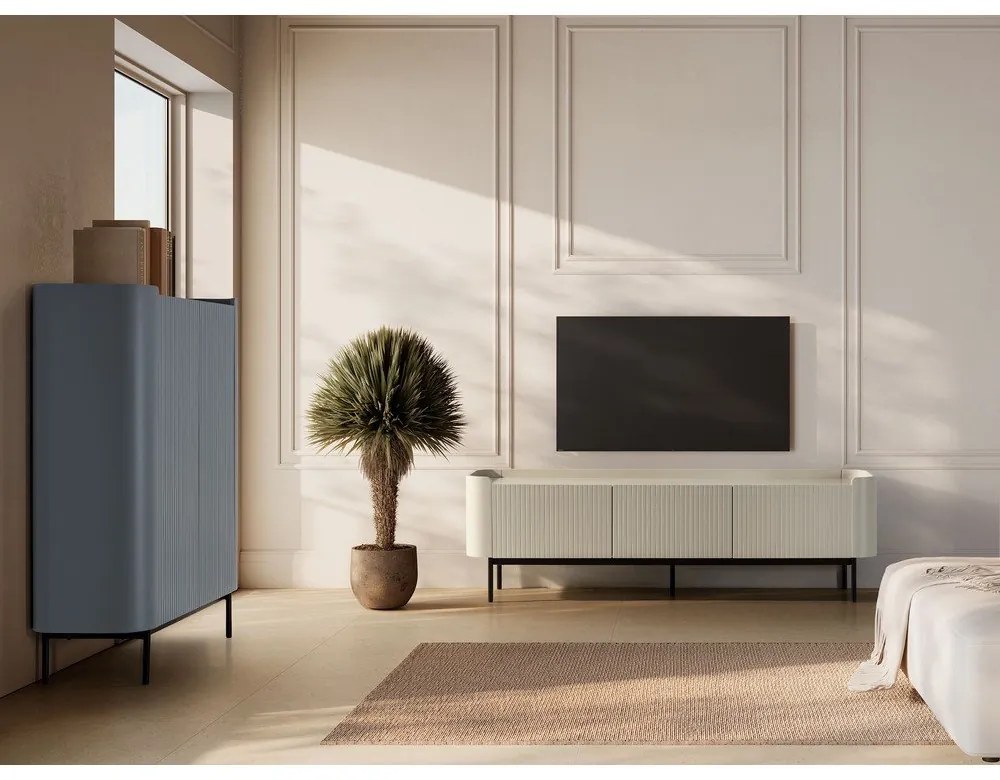 Krémový TV stolek 180x55x40 cm Willa – MOME