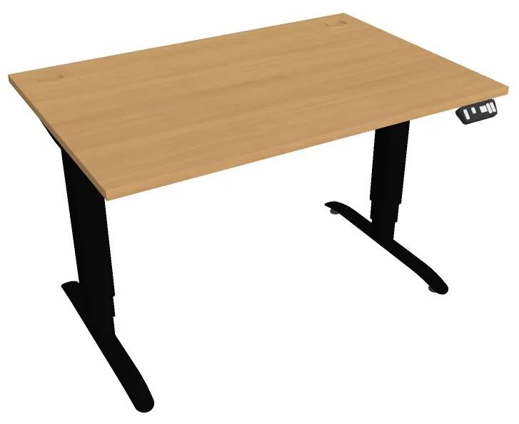 Elektr. nastavitelný stůl 120x80 s pamětí - HOBIS MOTION MS 3M 1200 Dekor stolové desky: buk, Barva kovové podnože: černá