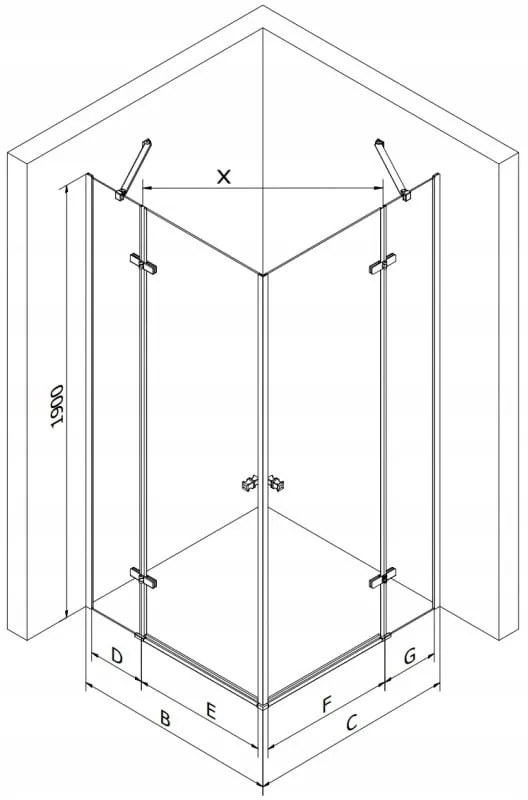 Mexen Roma Duo, sprchový kout 80 (dveře) x 80 (dveře) cm, 6mm čiré sklo, zlatý profil + sprchová vanička, 854-080-080-50-02-4010G