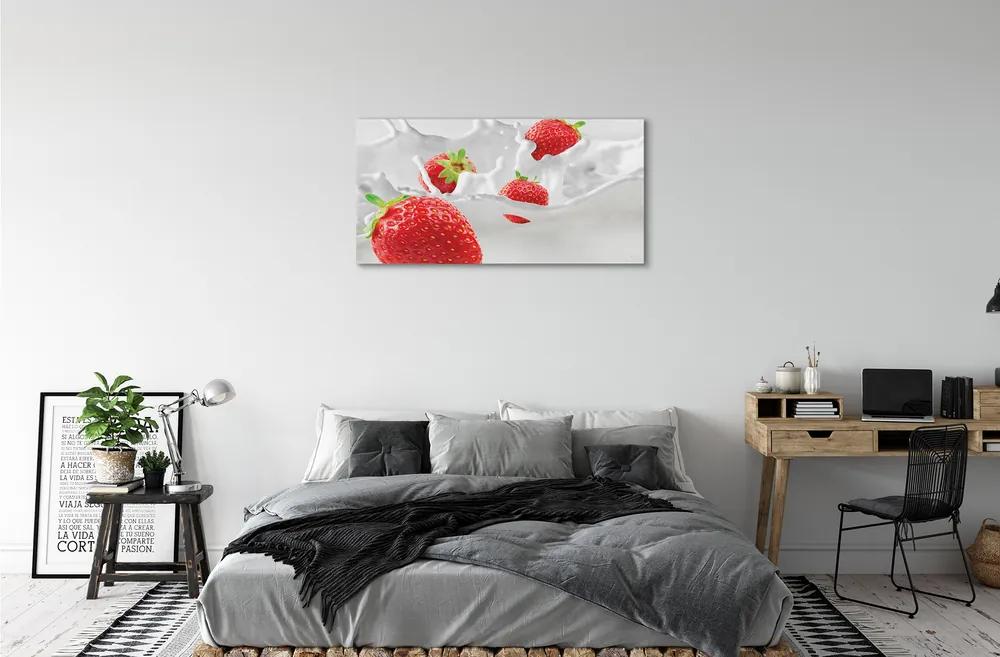 Obrazy na plátně jahodové mléko 125x50 cm