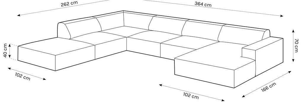 MUZZA Rohová pohovka judy do tvaru U levá samet tmavě šedá