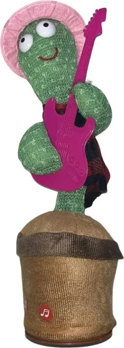 Interaktivní mluvící a zpívající kaktus na USB napájení - světle růžový klobouk / růžová kytara Biano.cz