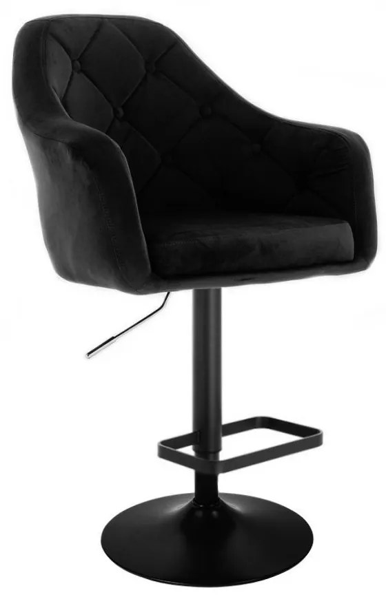LuxuryForm DESIGN Barová židle ANDORA VELUR na černé kulaté podstavě - černá