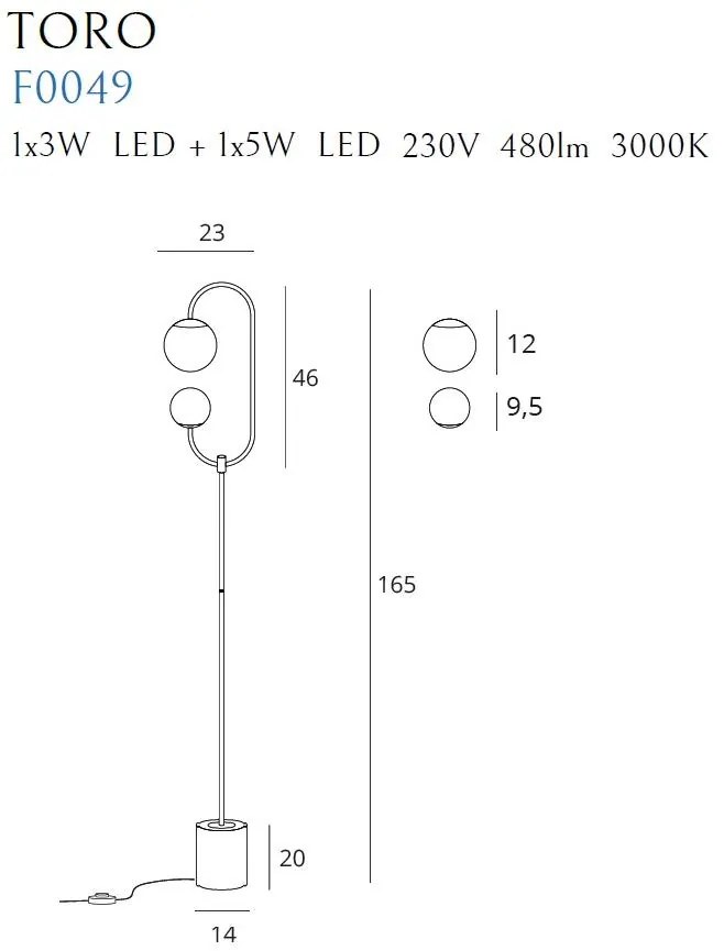 Maxlight Stojací lampa Maxlight F0049 TORO