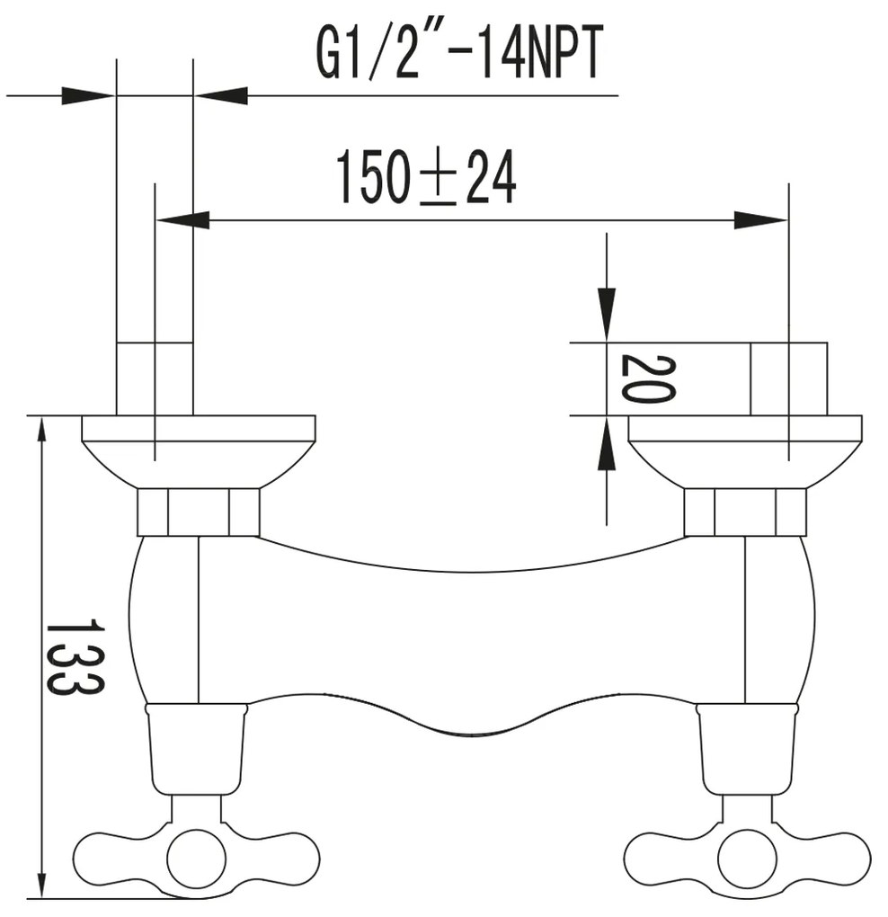 Aqualine, VICTORIA nástěnná sprchová kohoutková baterie, chrom, VC11