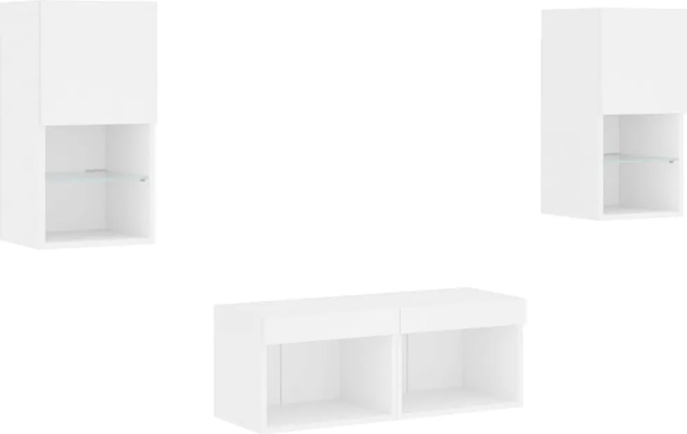 4dílná obývací stěna s LED osvětlením bílá 3216569