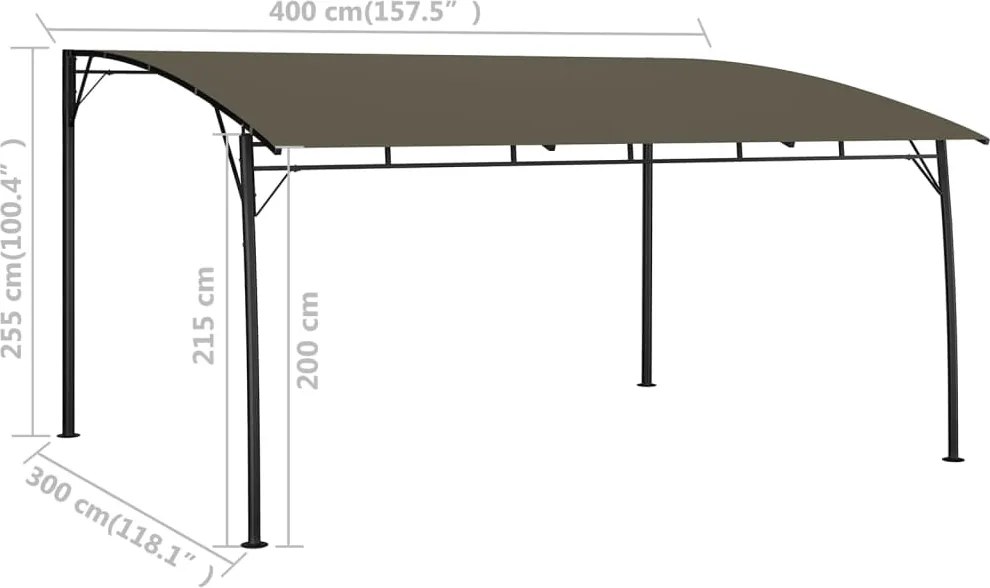 vidaXL Marketos Zahradní markýza proti slunci 4 x 3 x 2,55 m taupe