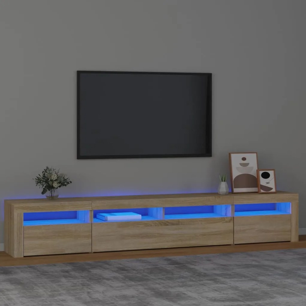 TV skříňka s LED osvětlením dub sonoma 240x35x40 cm