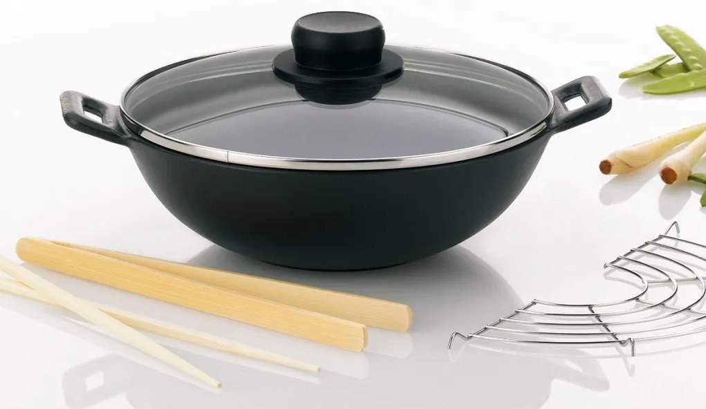 WOK pánev MINI 24 cm litinový 5-dílný set KELA KL-77747