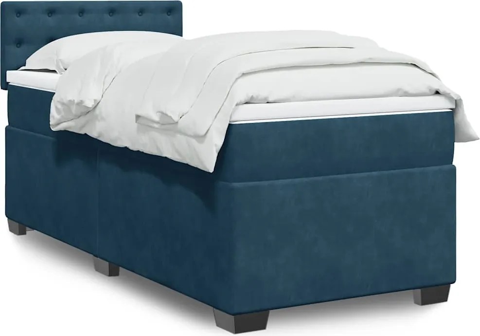 Box spring postel s matrací modrá 90 x 200 cm samet 3288514