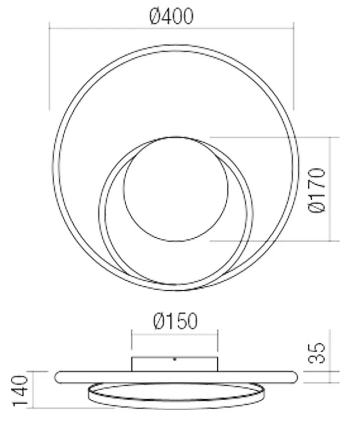 Redo 01-1884 nástěnné/stropní LED stmívatelné svítidlo Torsion matně bílé, 27W, 4000K, ø40cm