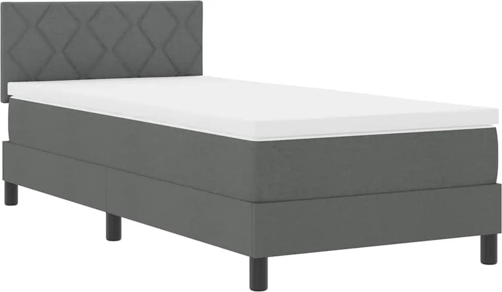 Postel s boxspringem s čelo Tmavě šedá 90 x 190 cm textil 3338728