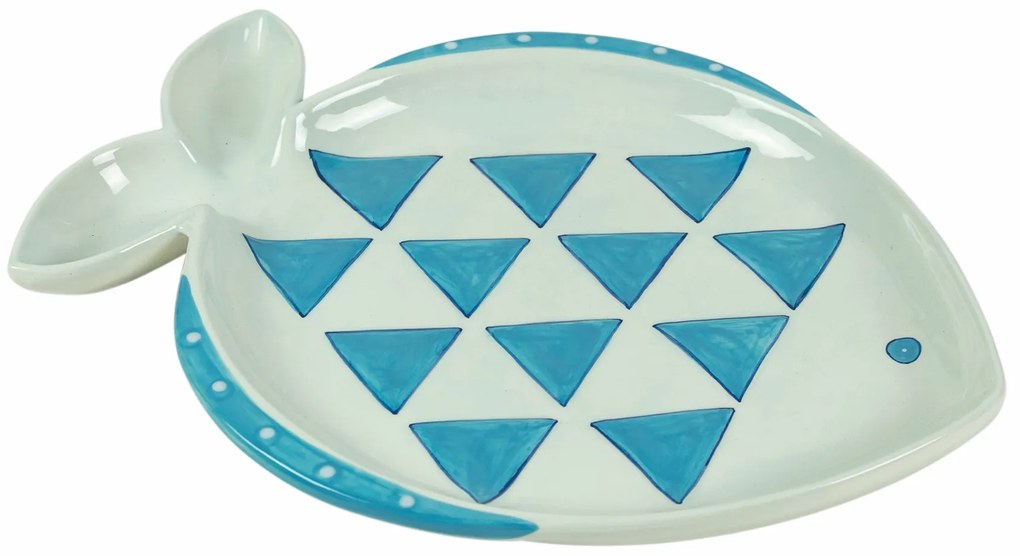 VILLA D’ESTE HOME TIVOLI Velký keramický talíř Caraibe ve tvaru ryby, oranžová/modrá
