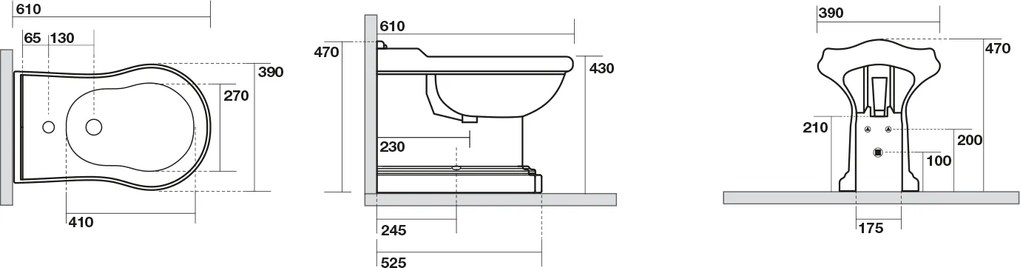 Kerasan RETRO bidet stojící 39x61cm, bílá 102201