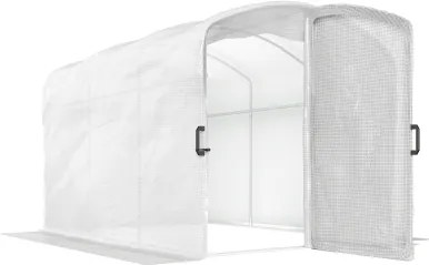 Outsunny fóliový tunelový skleník 6 m², tunelový skleník 300x200x195 cm, PE plachta 220 g/m², 50 cm prodloužené okraje, s dveřmi, bílá