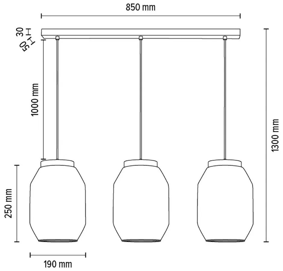 BRITOP Závěsné svítidlo VASO JUTE,  š. 85 cm, 3xE27